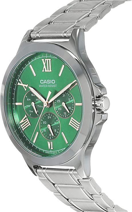 Casio MTP-V300D-3A Men's Standard Stainless Steel Multifunction Green ...